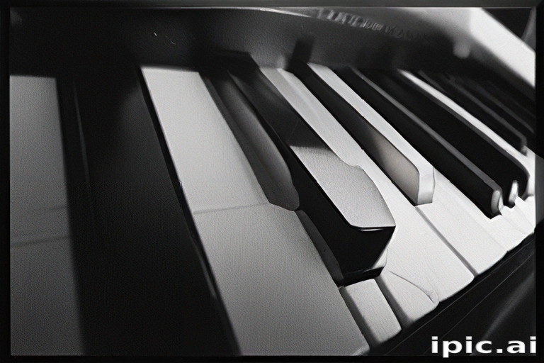 Close-Up View of a Piano Keyboard Highlighting Keys and Shadows
