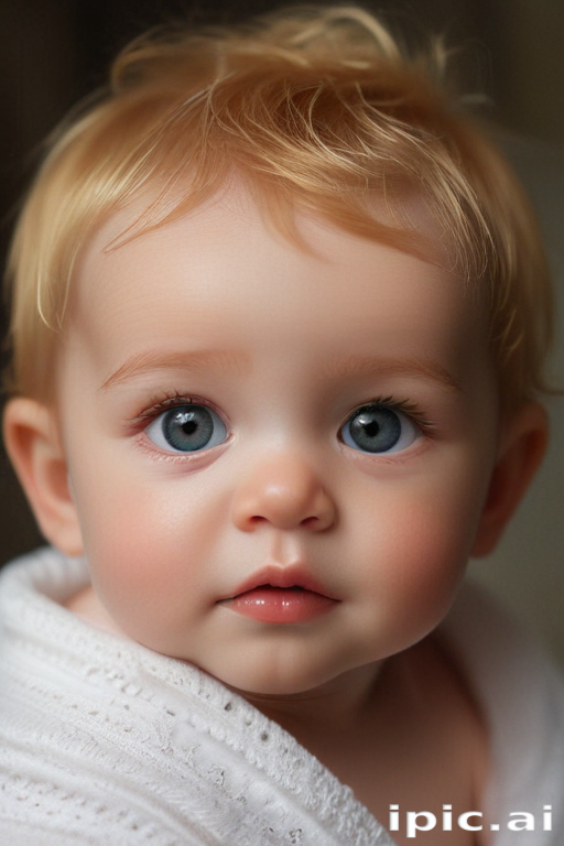 Adorable Baby with Bright Blue Eyes and Soft Blonde Hair