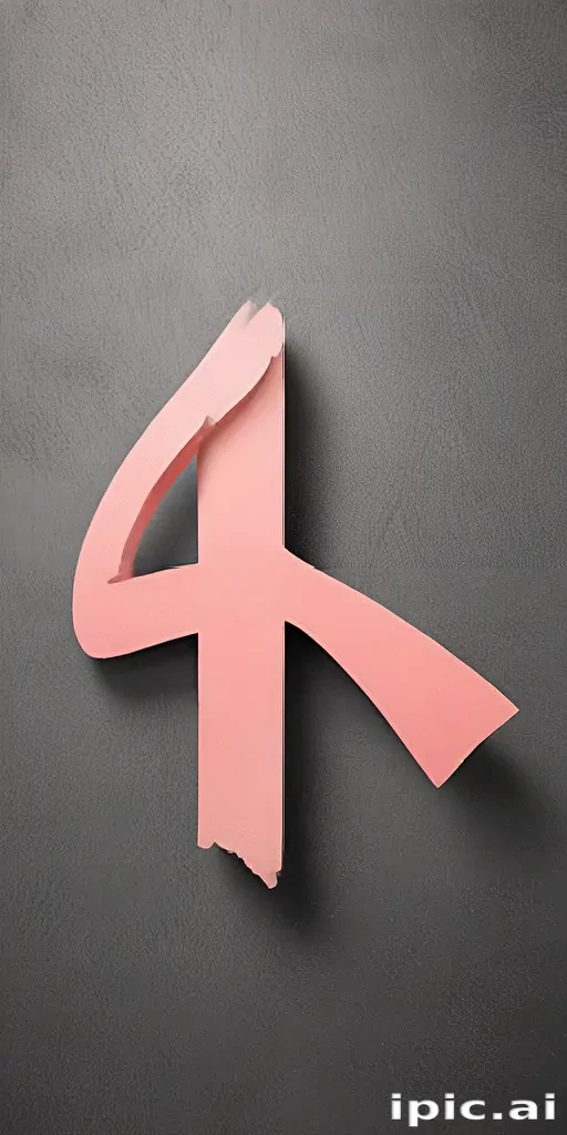 Stylized Number Four in Soft Pink Against a Dark Textured Background