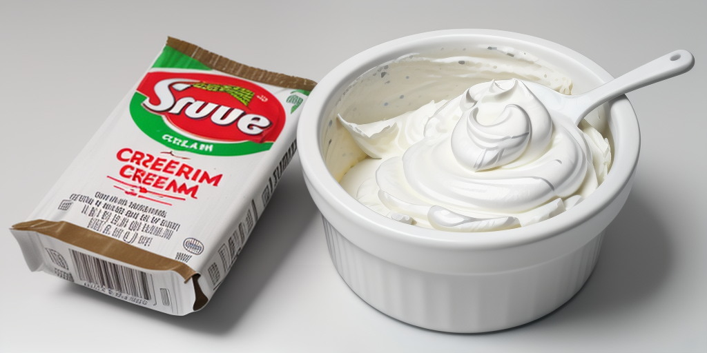 Delicious Creamy Dessert Topping in a Bowl Next to Packaging