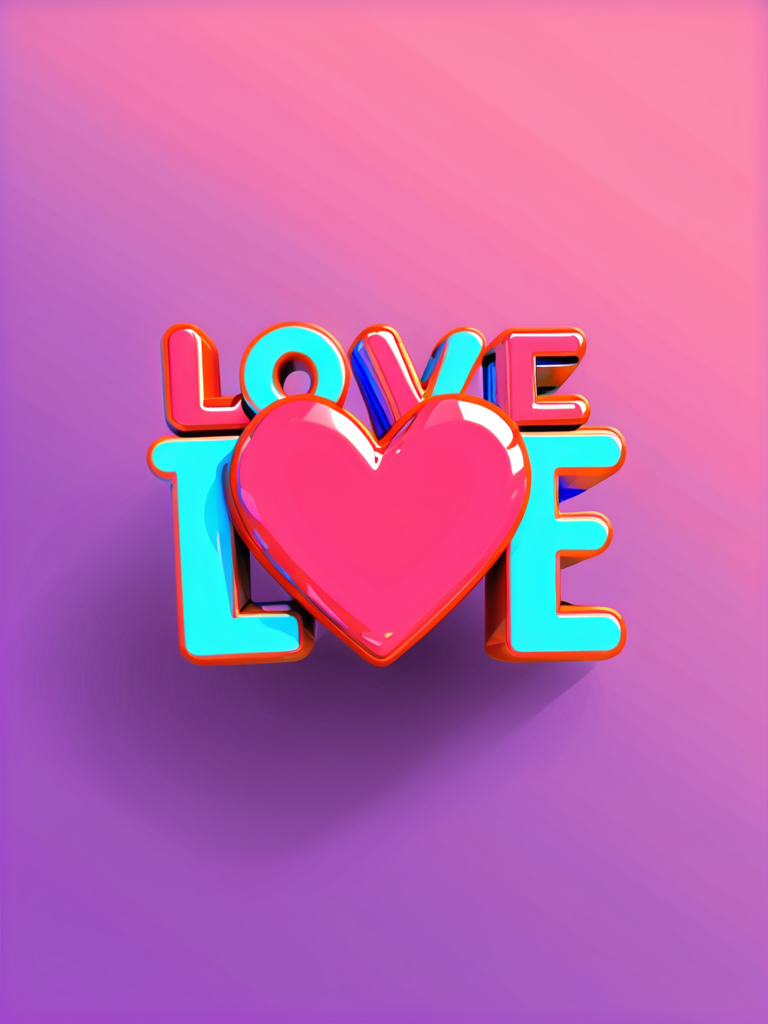Colorful and Playful Representation of Love with Heart and Text Design