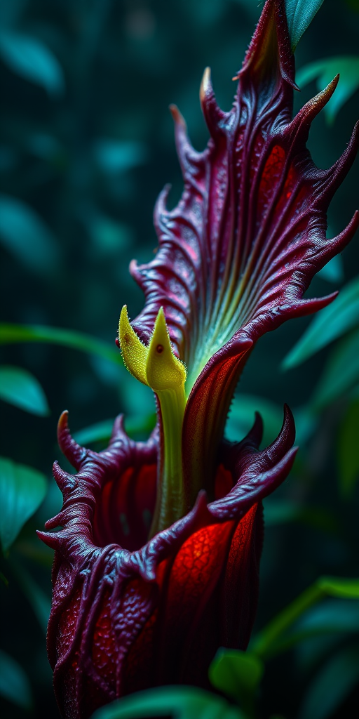 The Majestic Beauty of a Rare and Exotic Red Flower Blooming