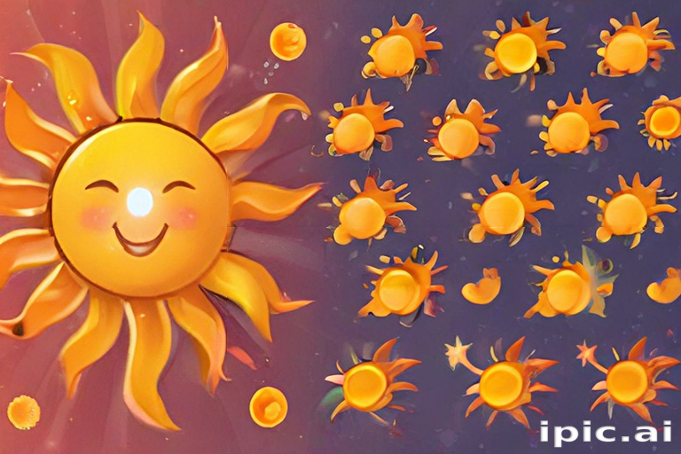 A Cheerful Collection of Cartoon Suns with Different Expressions and ...