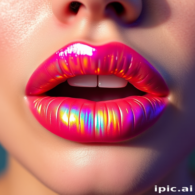 Holographic lip topper transforms a neutral lip base into a captivating ...