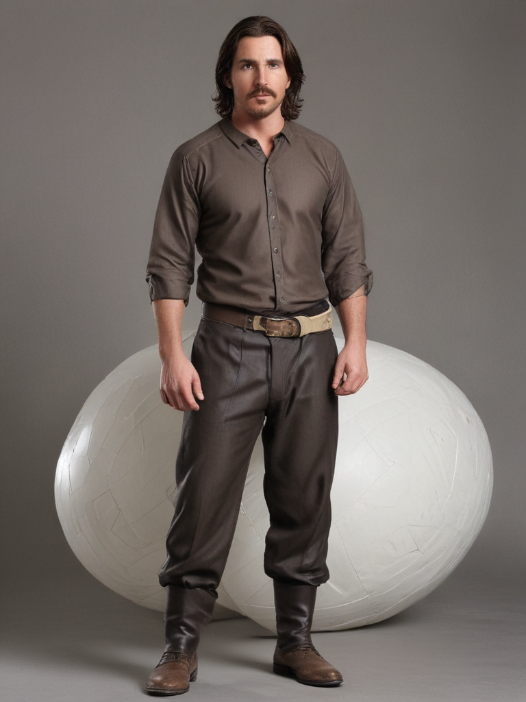 christian bale, full body, background masquearede ball