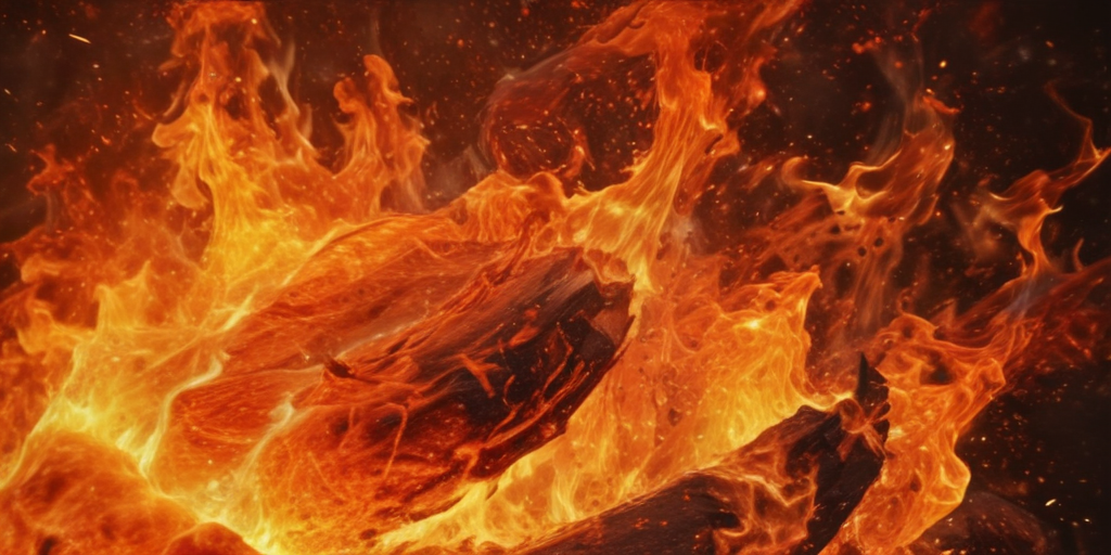 Intense Flames Dancing Vividly Amongst Logs in a Fiery Blaze