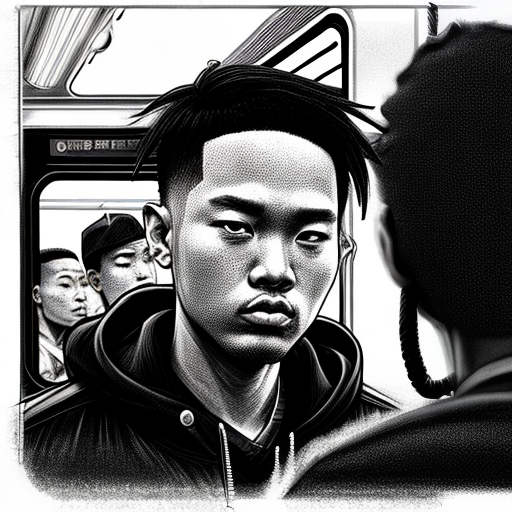 CHINESSE RAPPER IN SUBWAY TRAIN BEHIND HIM MANY HIP HOP DANCERS ...