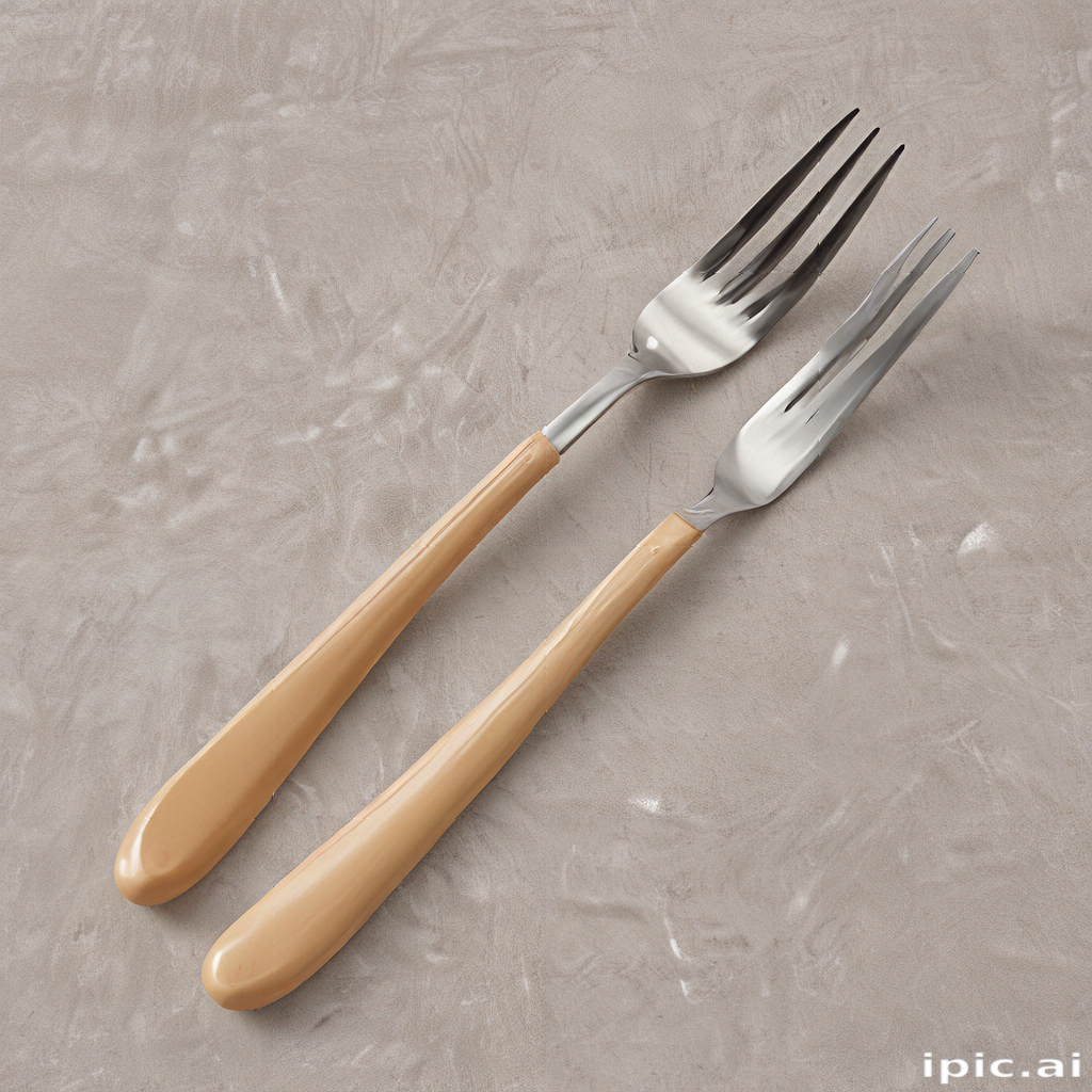 Two Elegant Forks with Beige Handles Resting on a Textured Surface