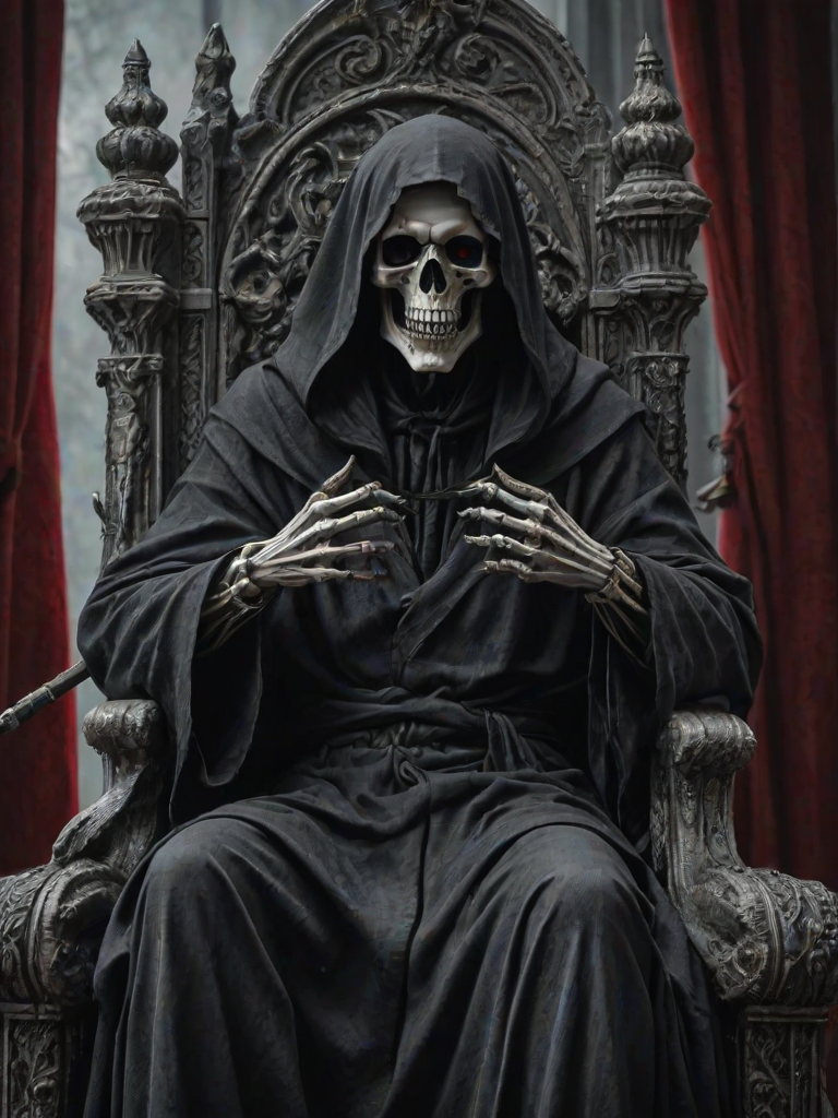 The Dark Sovereign: A Grim Reaper on a Throne of Shadows