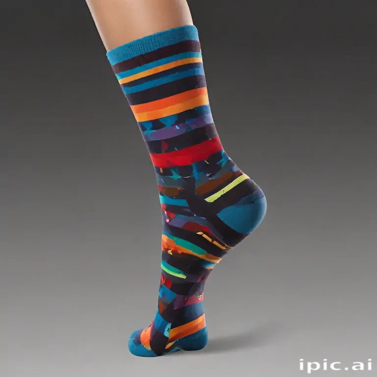 Colorful Striped Sock Displaying Vibrant Patterns Against a Dark Background