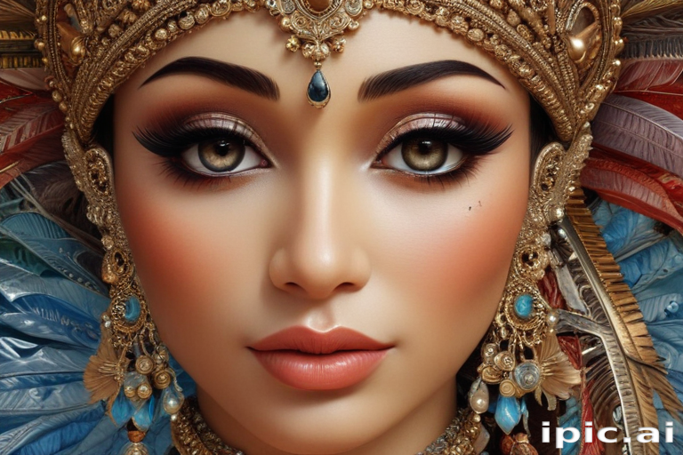 Stunning Portrait of a Woman Adorned with Intricate Golden Jewelry and ...