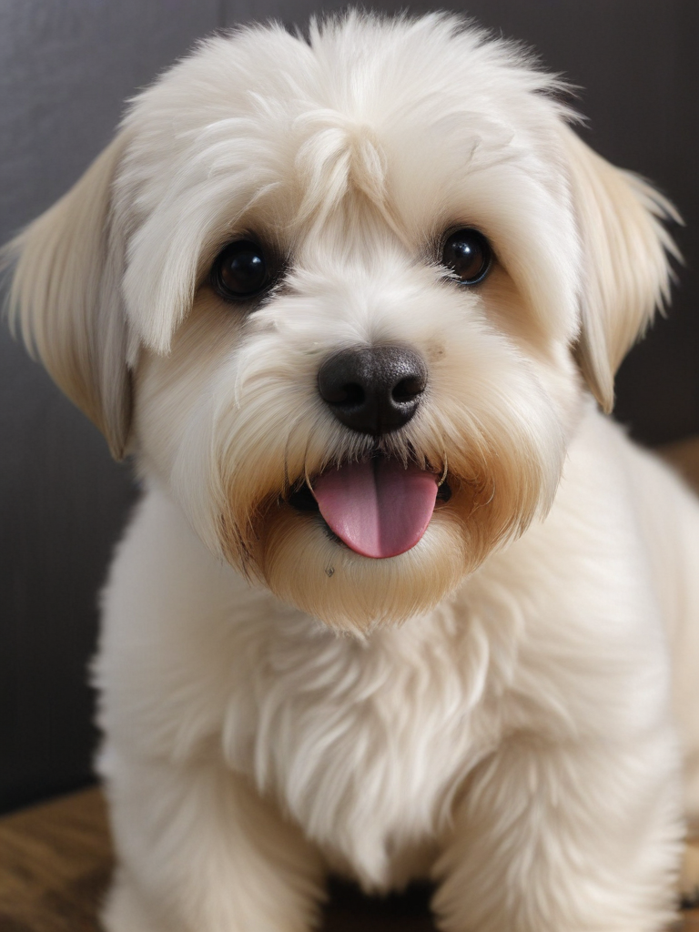 A Cute and Playful Fluffy Puppy with an Adorable Expression and Big Eyes