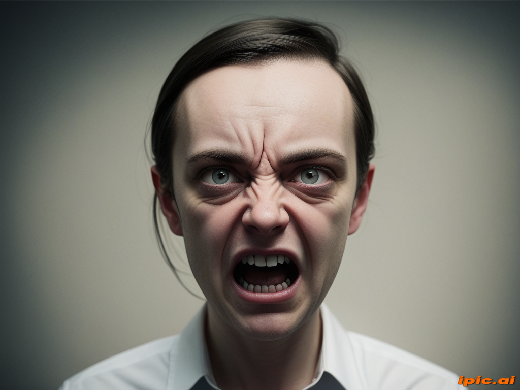 Intense Expression of Anger and Frustration Captured in Dramatic Portrait