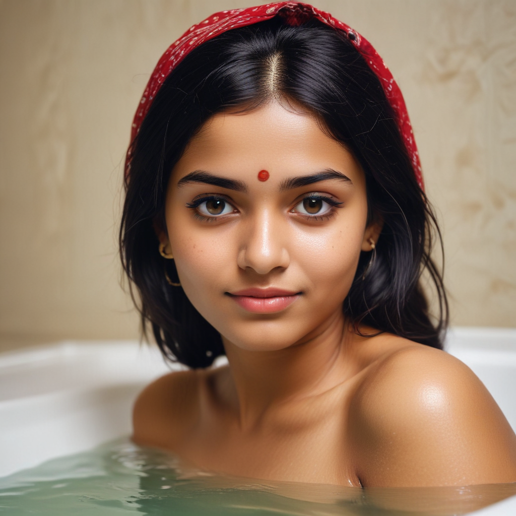 Indian Traditional girl, bath, shooting, hiding