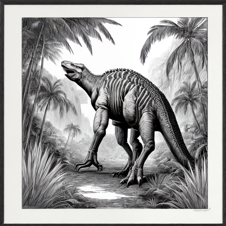 coloring page, no color, dinosaur in a jungle, kid cartoon style, very ...