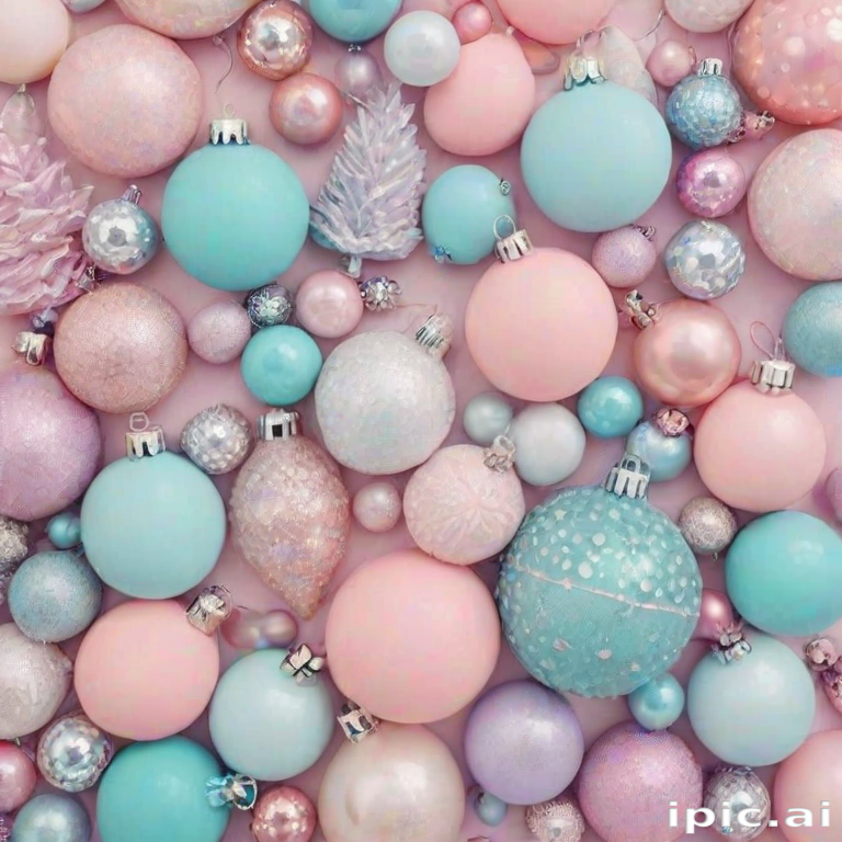 Colorful Collection of Pastel Christmas Ornaments in Soft Shades and ...