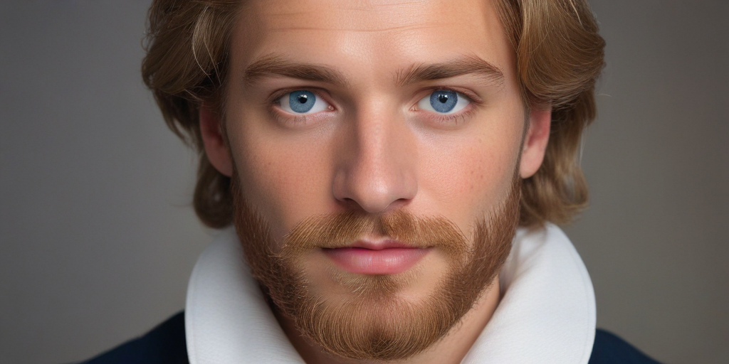 Handsome Tudor Earl Blonde hair & beard, blue eyes head & shoulders ...