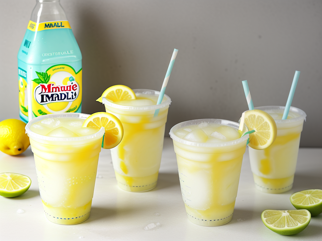 Refreshing Lemonade Drinks with Ice and Lemon Slices in Clear Cups