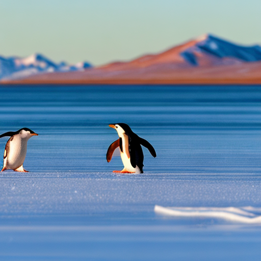 seals chasing a penguin in the arctic