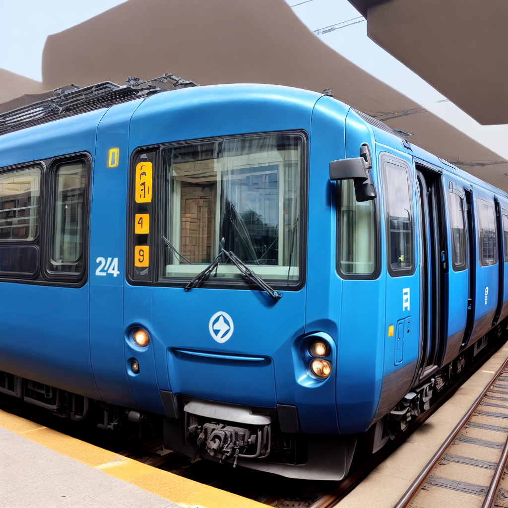 Blue metro train