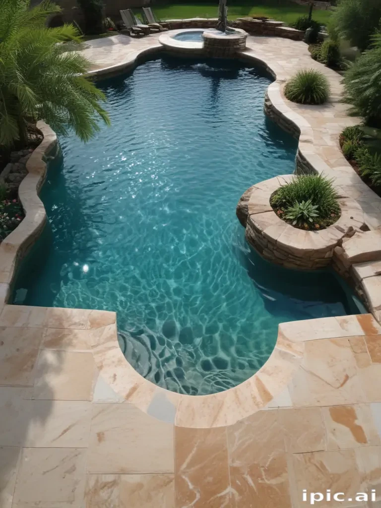 Serene Outdoor Oasis Featuring a Crystal Clear Swimming Pool and ...