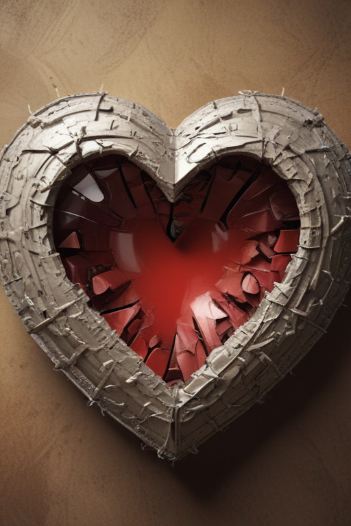 Fragmented Heart: A Visual Representation of Love's Pain and Resilience