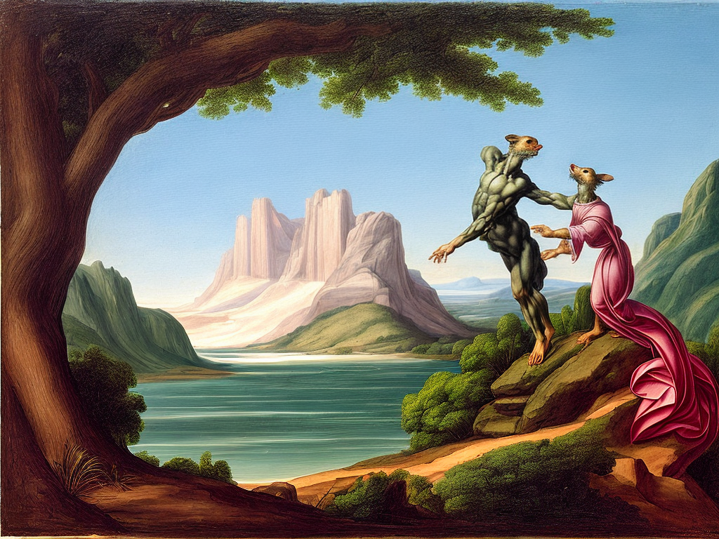 two rats floating and reaching out to each other touching pointer ...