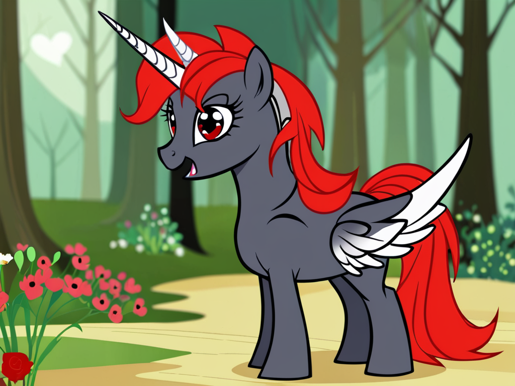 mlp g4 pony mare dark alicorn white markings on face red eyes red and ...
