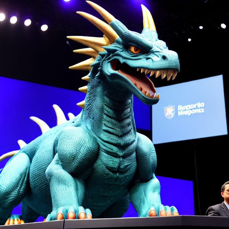 big dragon sit in front of the microphone and monitor
