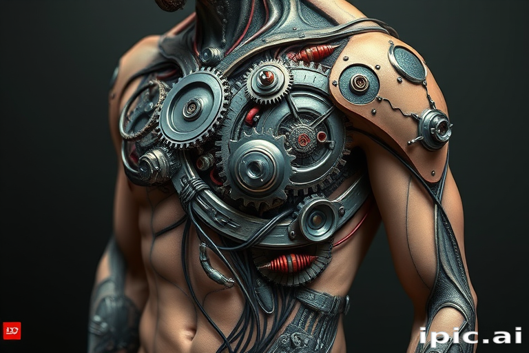 Futuristic Hybrid Human: A Fusion of Flesh and Mechanical Components