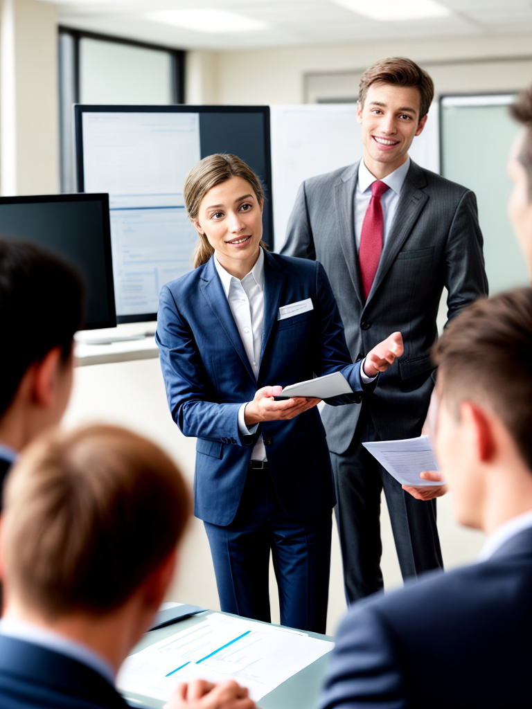 business person presenting to employees