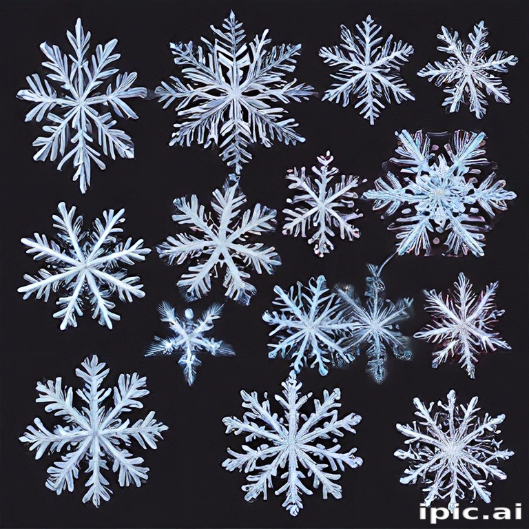 An Intricate Collection of Unique Snowflakes Captured Against a Dark ...
