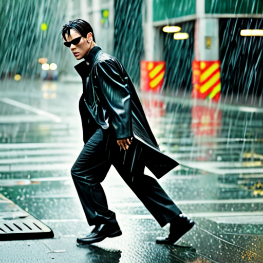 Man in the matrix rain
