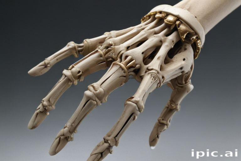 Intricately Designed Human Hand Skeleton with Decorative Golden ...