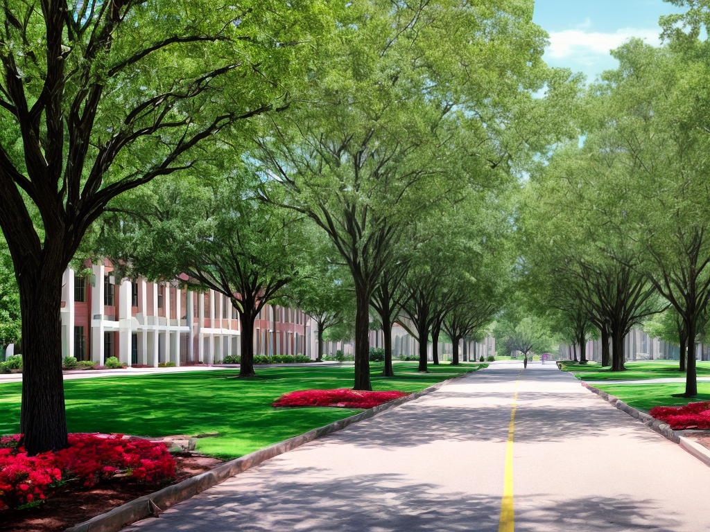 college campus with vibrant colors