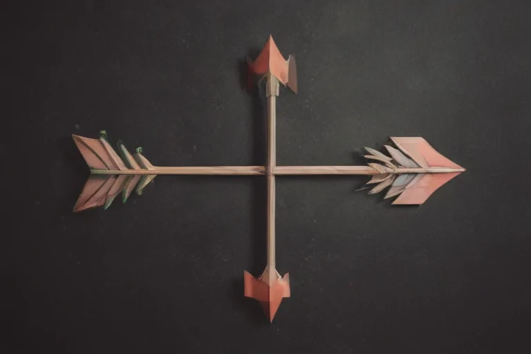 Intricately Crafted Wooden Arrows Forming a Unique Cross-Shaped Design