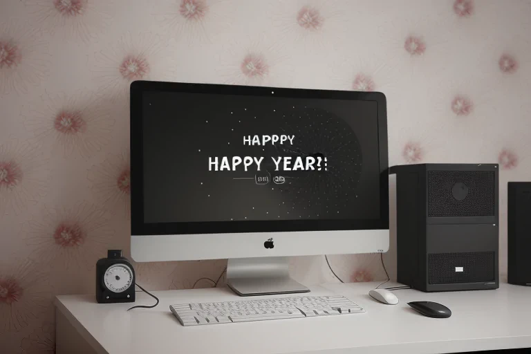 Celebrating the New Year with Joyful Wishes on a Stylish Desk