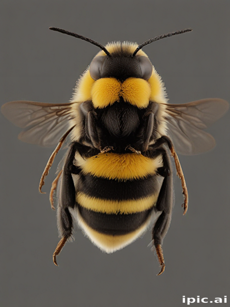 Close-Up of a Vibrantly Colored Bumblebee Against a Dark Background