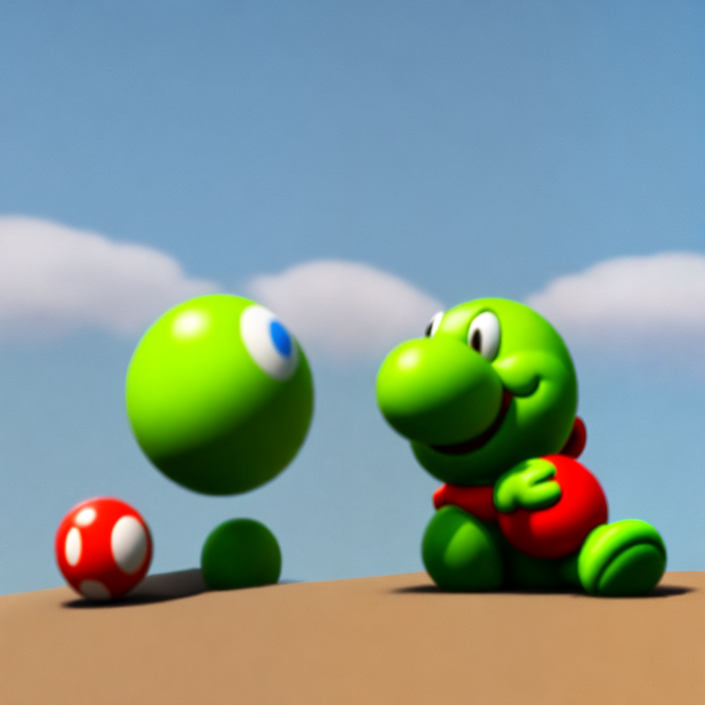 yoshi running at mario while holding a shootgun