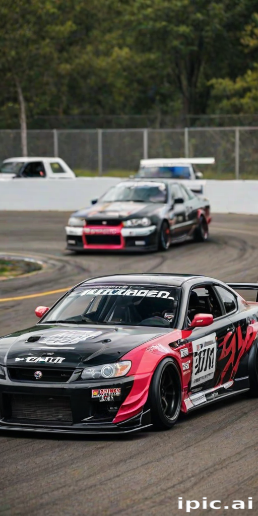 Exciting Drift Racing Action Featuring Modified Cars on a Track