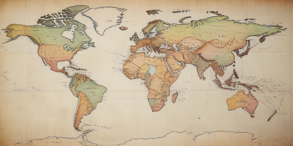 Hand drawn map of the world