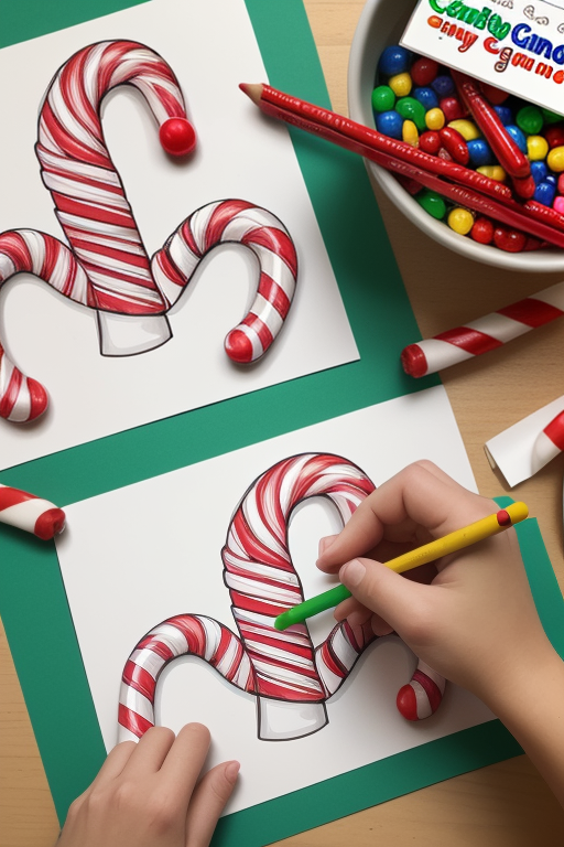 Colorful Candy Canes in Various Directions on a Festive Green Background