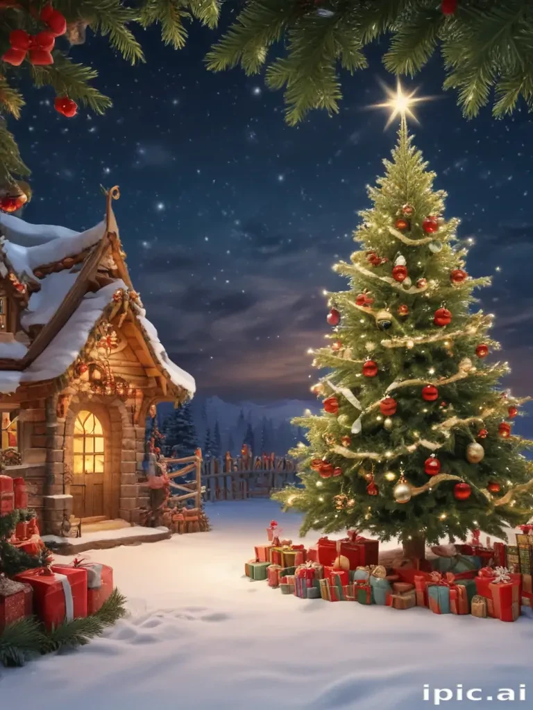 A Cozy Christmas Scene with a Beautifully Decorated Tree and Presents.