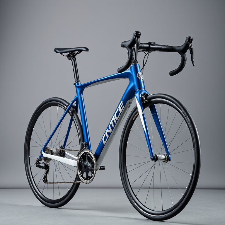 Stylish Blue Road Bike with Sleek Design and High-Performance Features