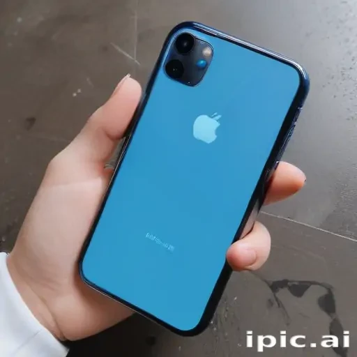 Stylish Hand Holding a Blue iPhone with a Sleek Case Design