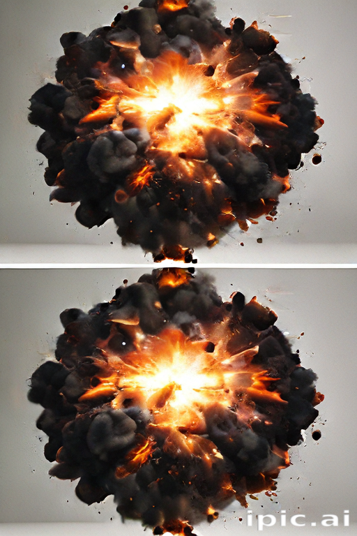 Dynamic Explosion: A Powerful Burst of Flames and Smoke Erupting Vividly