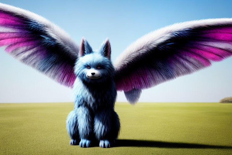 fluffy cute monster with fairy wings