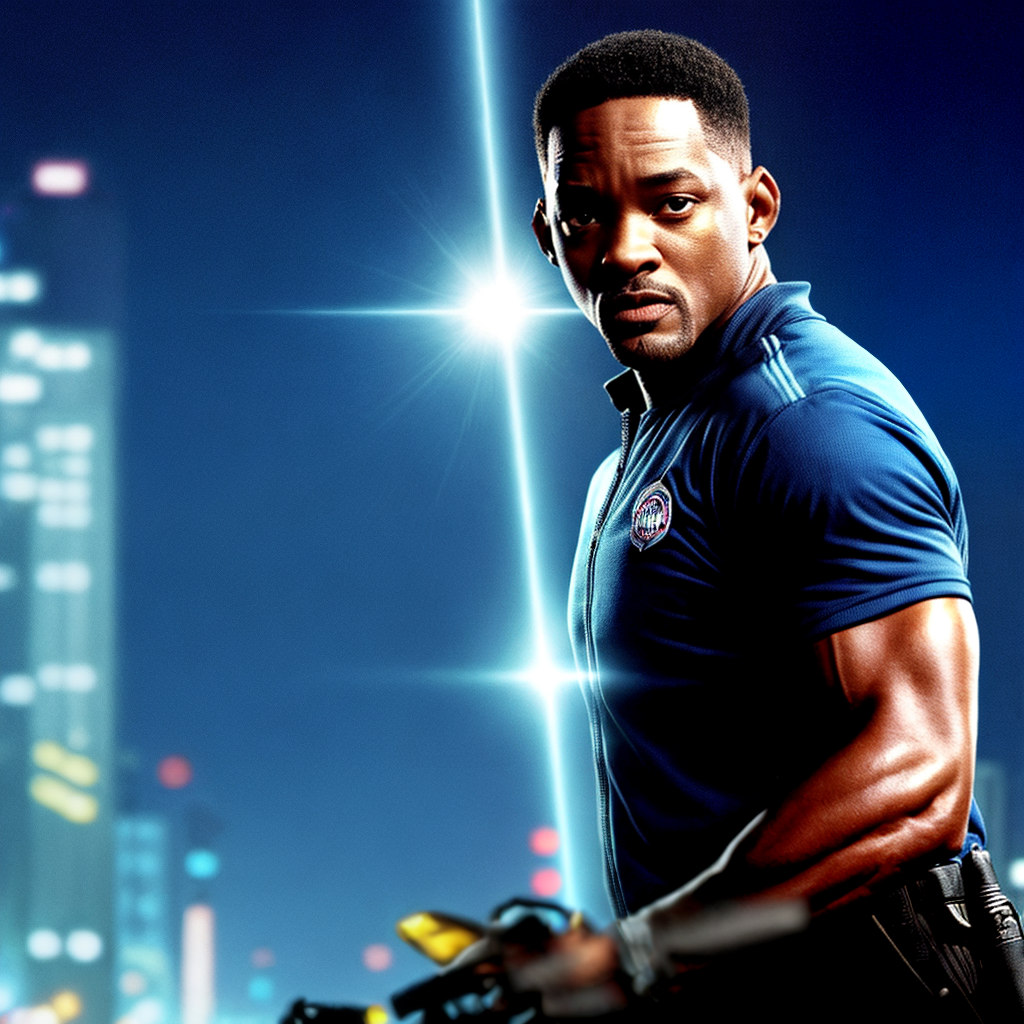 Will Smith in a scene from Blade runer where Ryan Gosling looks at a ...
