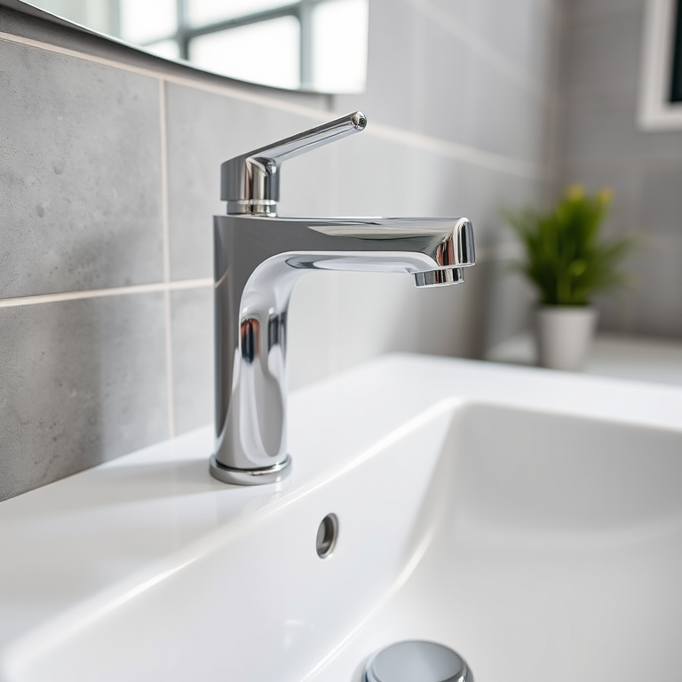 Modern Chrome Faucet Stylishly Installed Above a Sleek White Sink