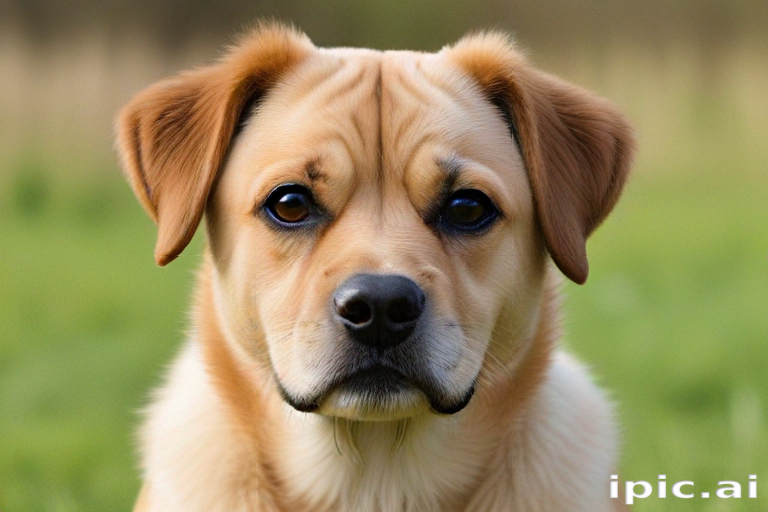 A Close-Up Portrait of a Cute Dog with Expressive Eyes Outdoors.